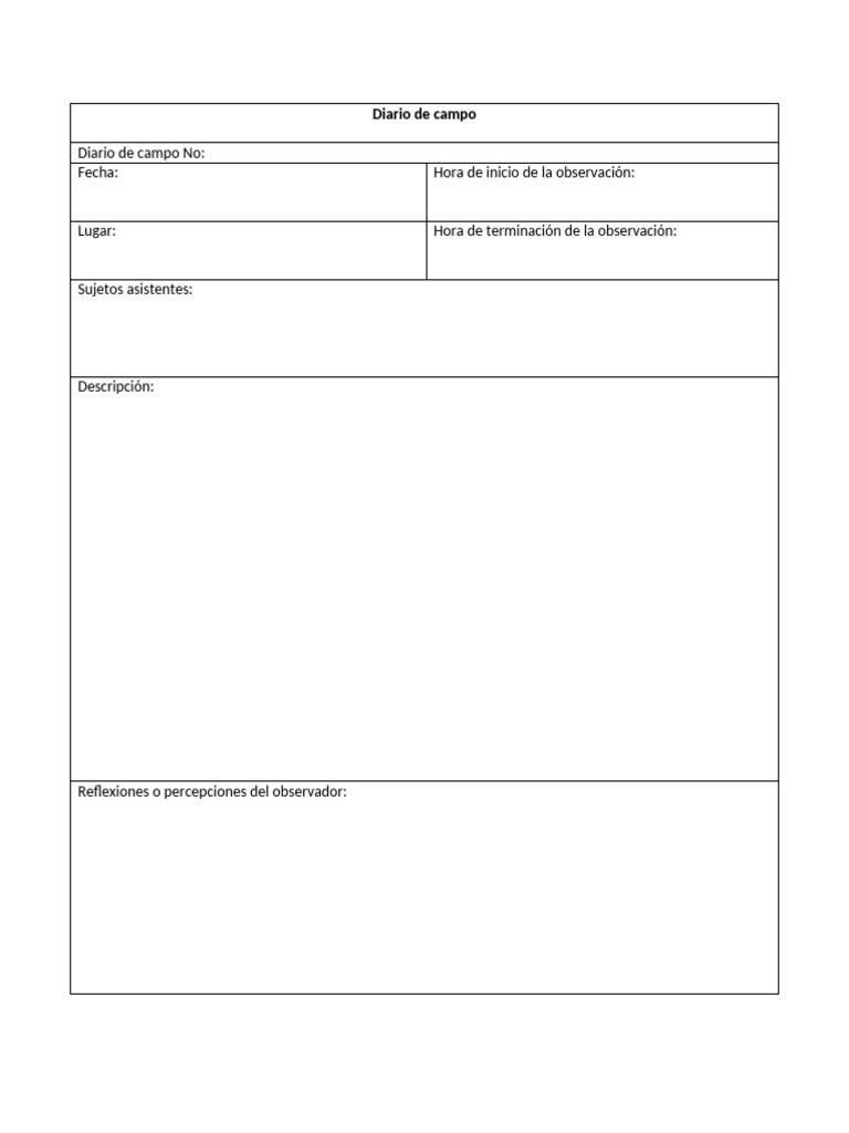 Formato de Diario de Campo | PDF