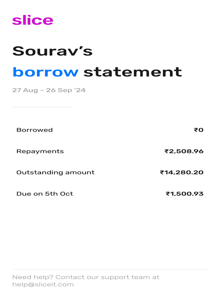 Slice Borrow Statement - September'2024 | PDF