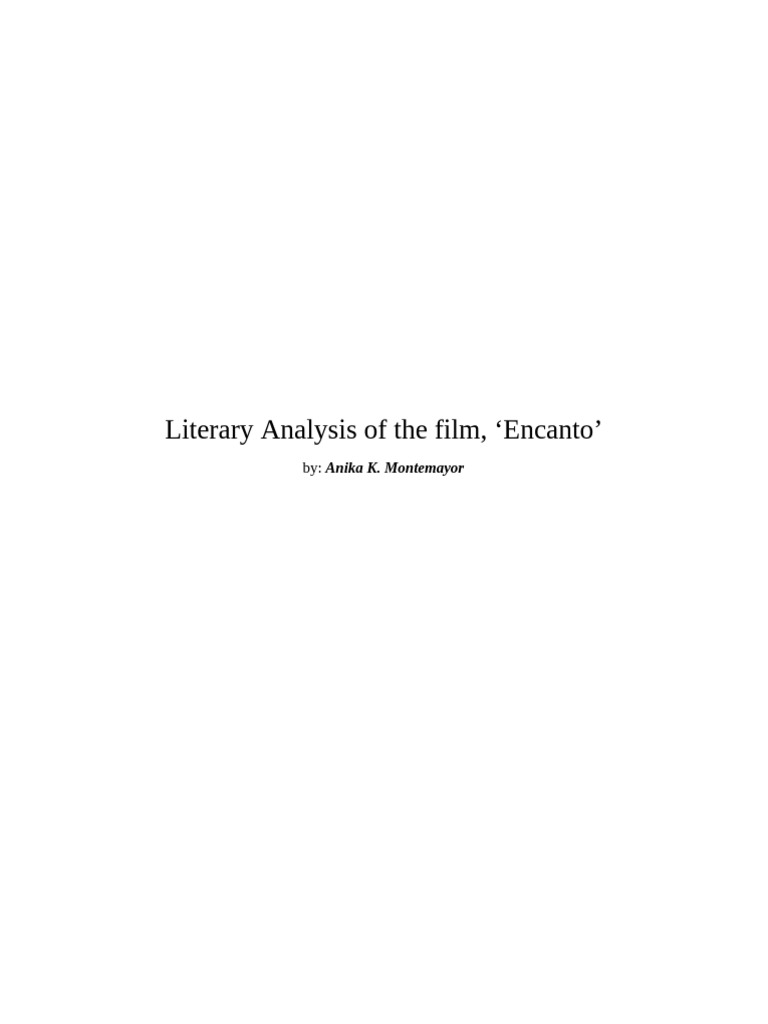 Encanto Film Literary Analysis | PDF