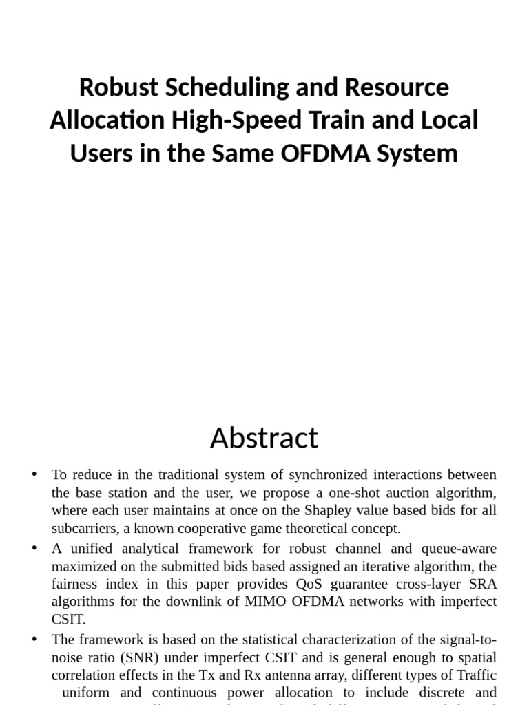 Robust Scheduling and Resource Allocation High-Speed Train New | PDF ...