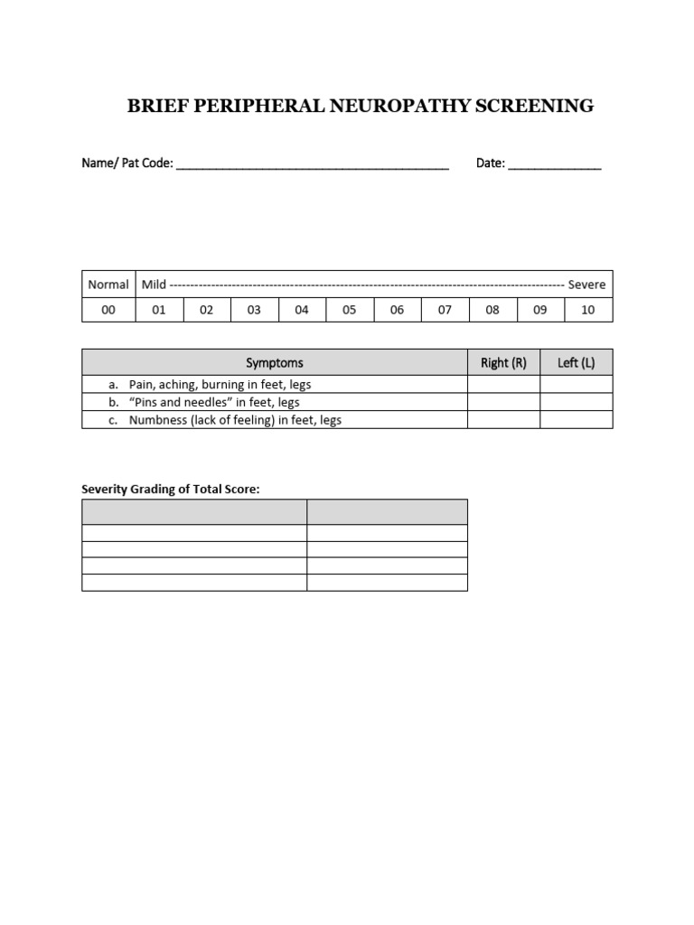 Brief Peripheral Neuropathy Screening | PDF