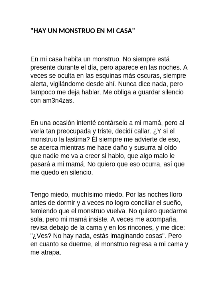 Hay Un Monstruo en Mi Casa | PDF | Abuso infantil