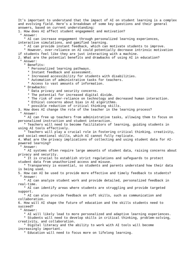 Question about the impact of ai in student learning | PDF | Artificial Intelligence ...