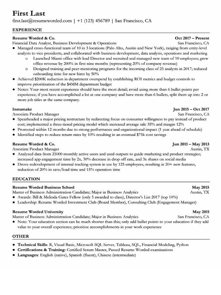 Sample Resume Ats Friendly | PDF | Marketing | Business