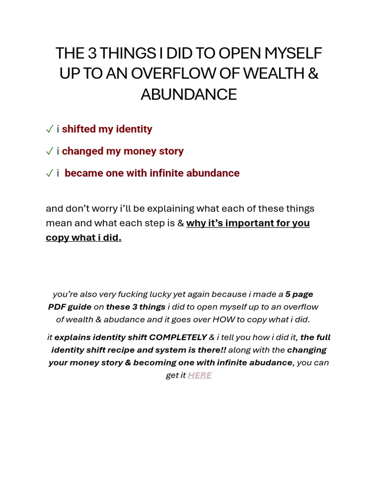 3 Things I Did To Open Up To An Overflow of Wealth and Abundance | PDF