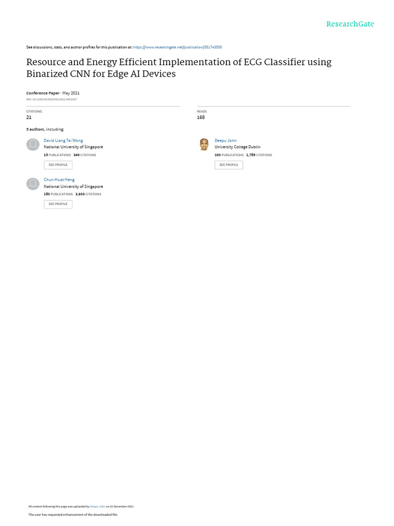 Resource And Energy Efficient Implementation Of Ecg Classifier Using Binarized Cnn For Edge Ai