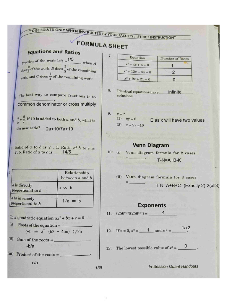 formulla_sheet_ans | PDF | Discrete Mathematics | Mathematical Concepts