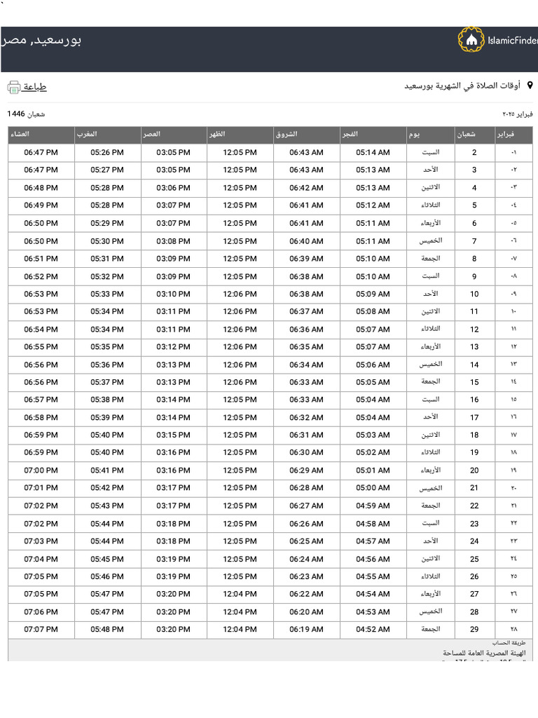 Monthly Prayer Times | PDF