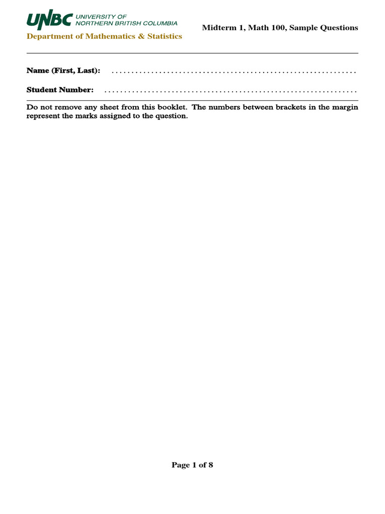 Midterm1 Sample Solution | PDF | Function (Mathematics) | Mathematical Relations