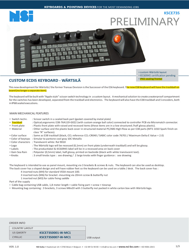 KSCE73S - Wartsila (2) ES8 Keyboard | PDF | Computer Keyboard | Usb