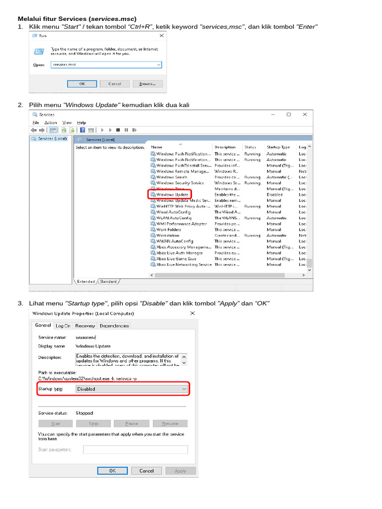 Cara Nonaktifkan Windows Update | PDF