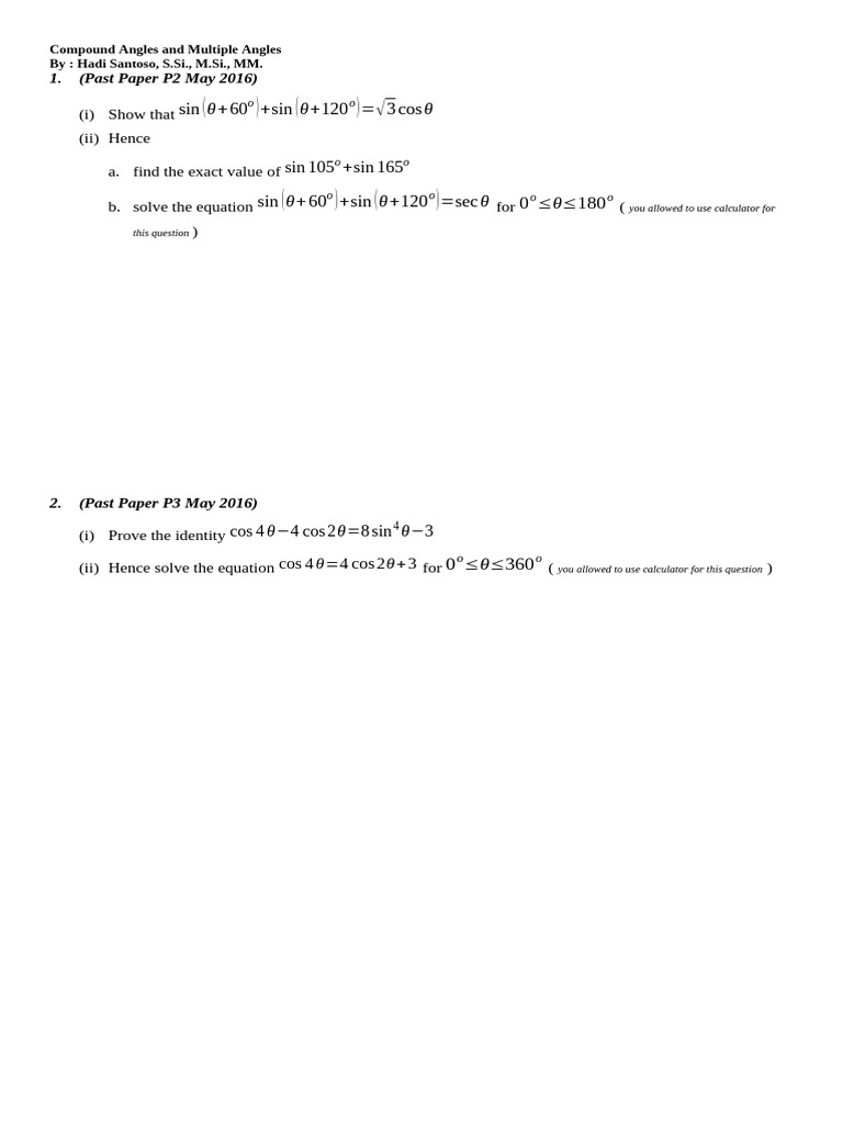 Materi Trigono Kelas Xi Iph Sudut Rangkap | PDF | Mathematical Objects | Mathematics