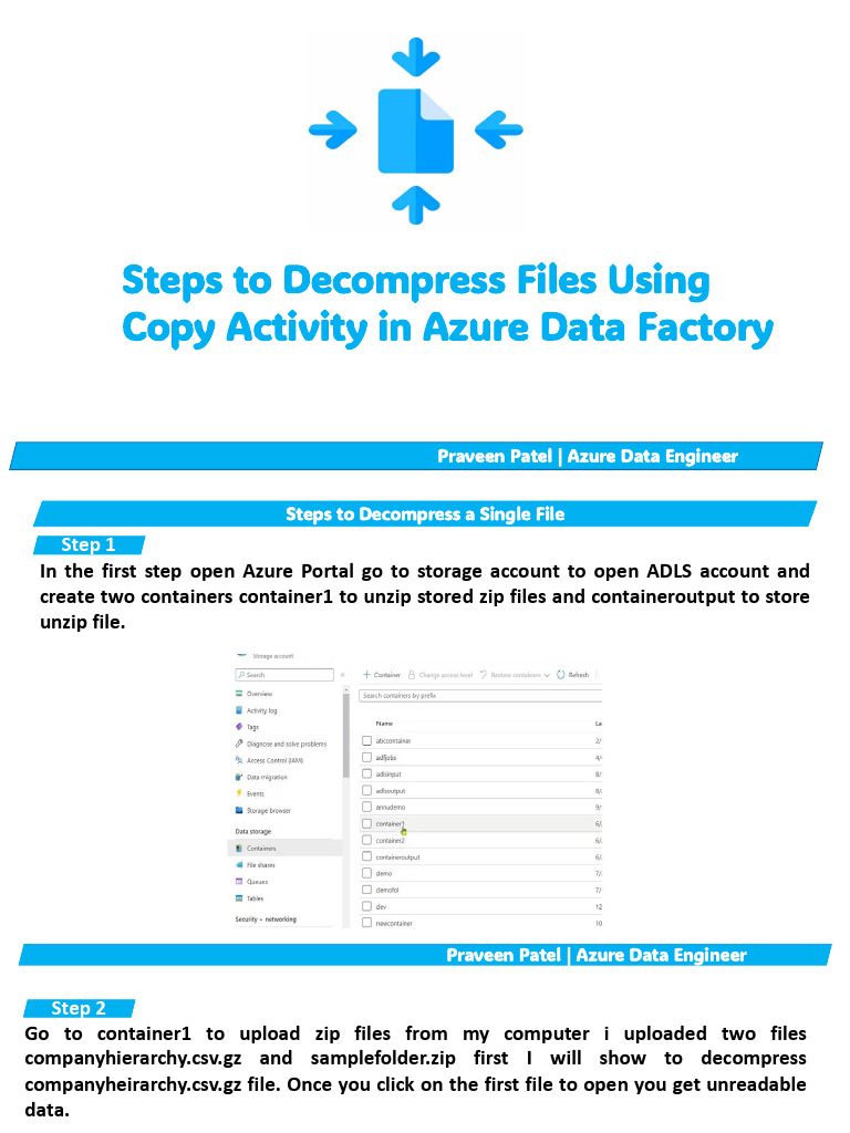File Decompression Using Copy Activity in ADF 1740623959 | PDF | Zip ...