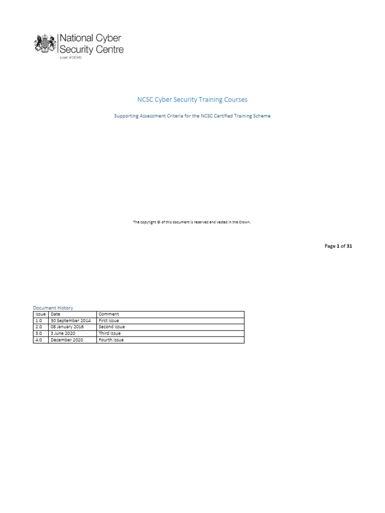 NCSC Certified Training Assessment Criteria v4 0 | PDF | Cryptography | Computer Security