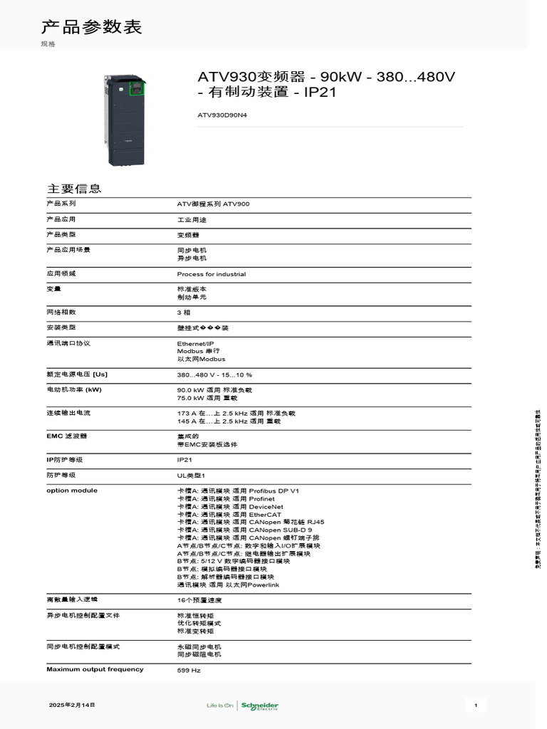 Schneider Electric ATVATV900 ATV930D90N4 | PDF