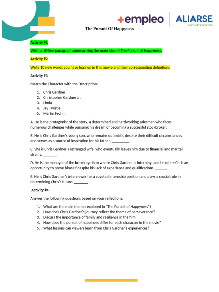 The Pursuit of Happyness Movie Analysis | PDF