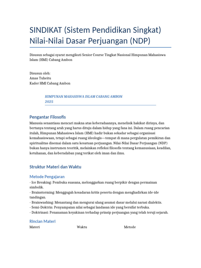 NDP Filosofis HMI | PDF