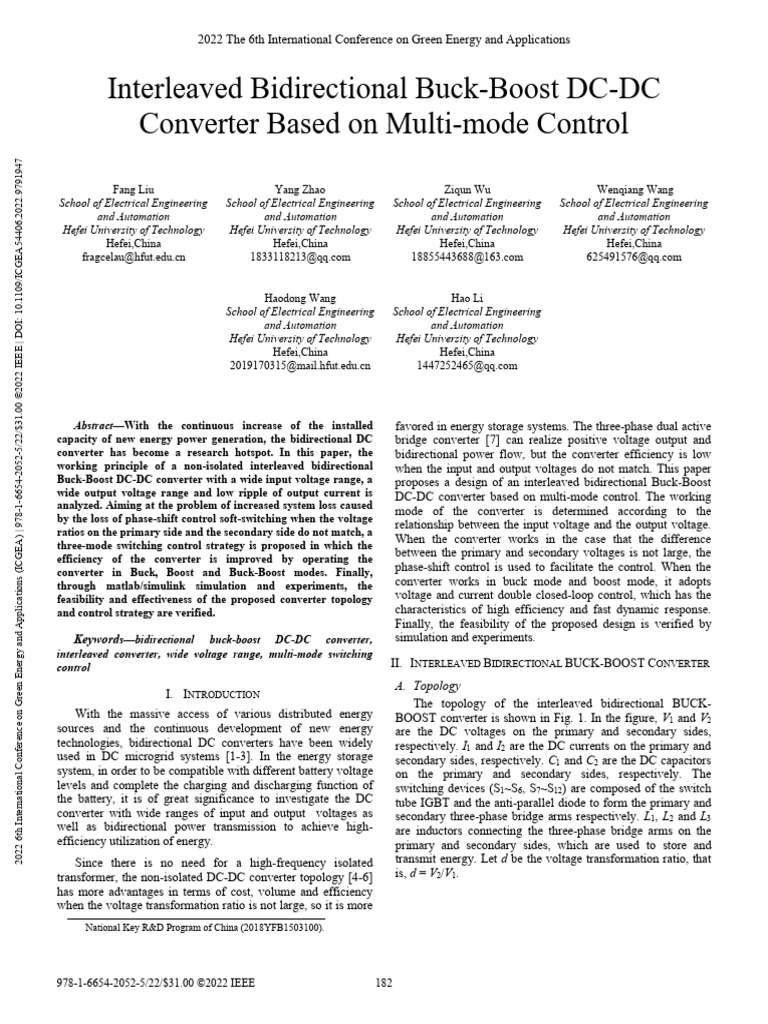 Interleaved Bidirectional Buck-Boost DC-DC Converter Based On Multi-Mode Control | PDF ...