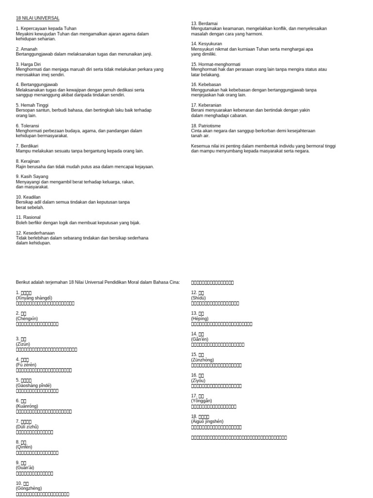 Nota 18 Nilai Universal | PDF