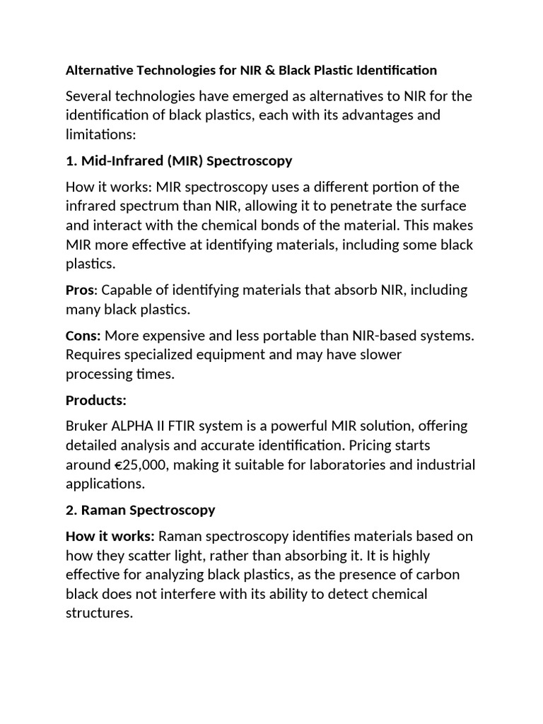Alternative Technologies For NIR | PDF | Infrared | Raman Spectroscopy