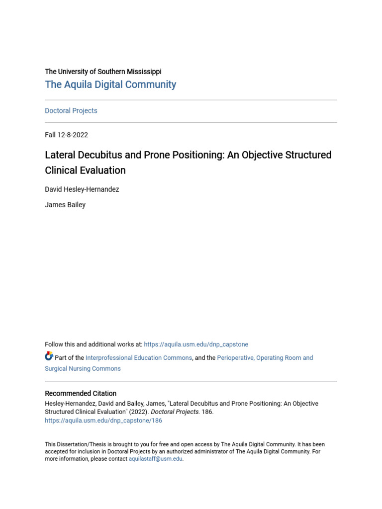 Lateral Decubitus and Prone Positioning_ An Objective Structured | PDF ...