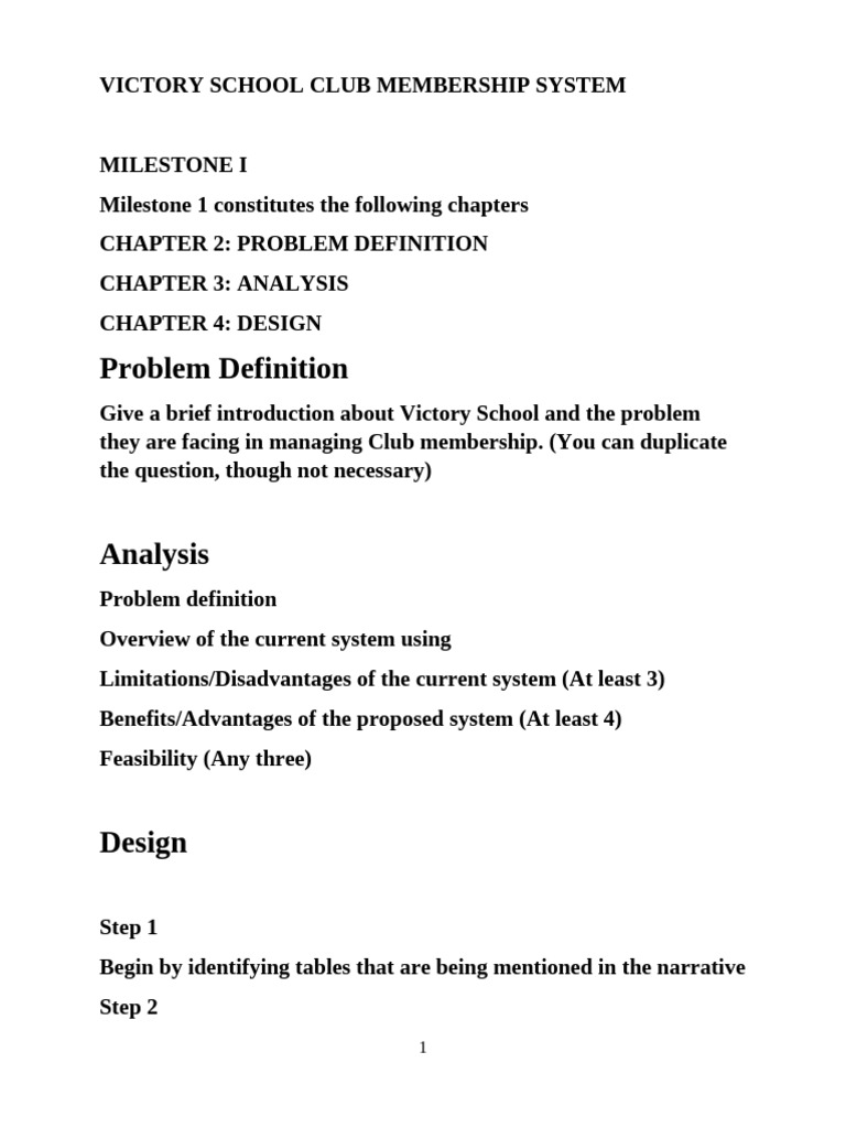 Victory School Club Membership System Milestone 1 | PDF | Computing ...