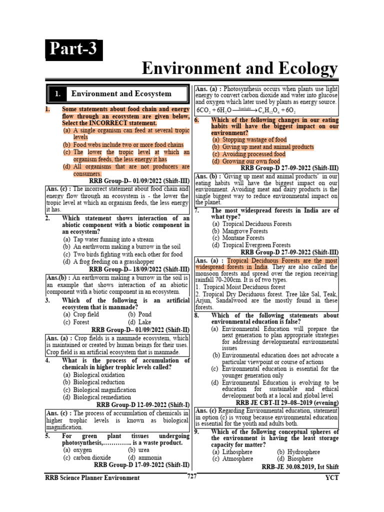 RRB Environment | PDF | Ecosystem | Foods