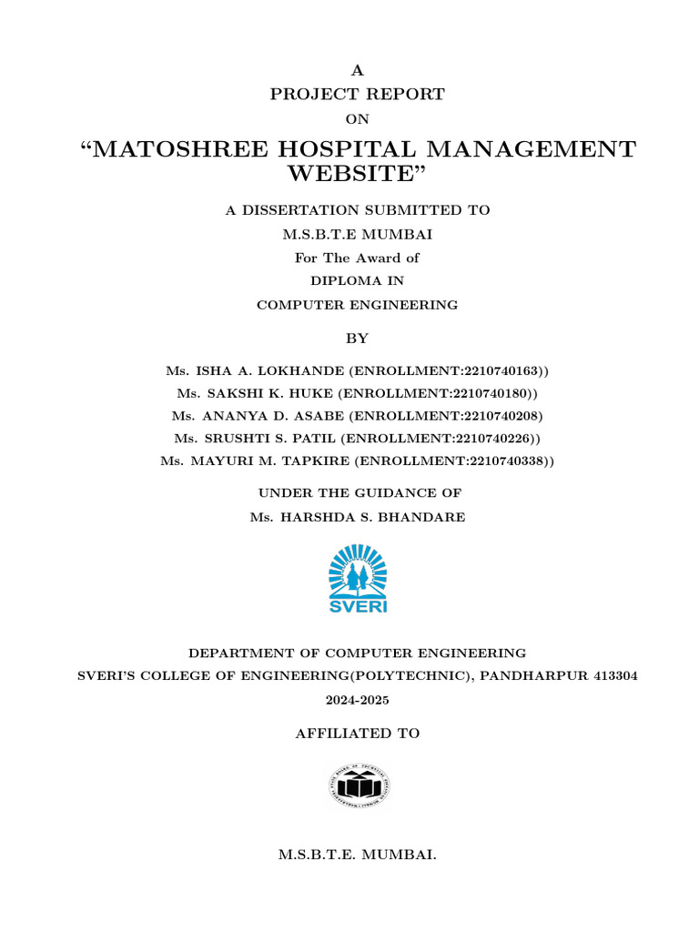 Final Reprt | PDF | Health Care | Hospital