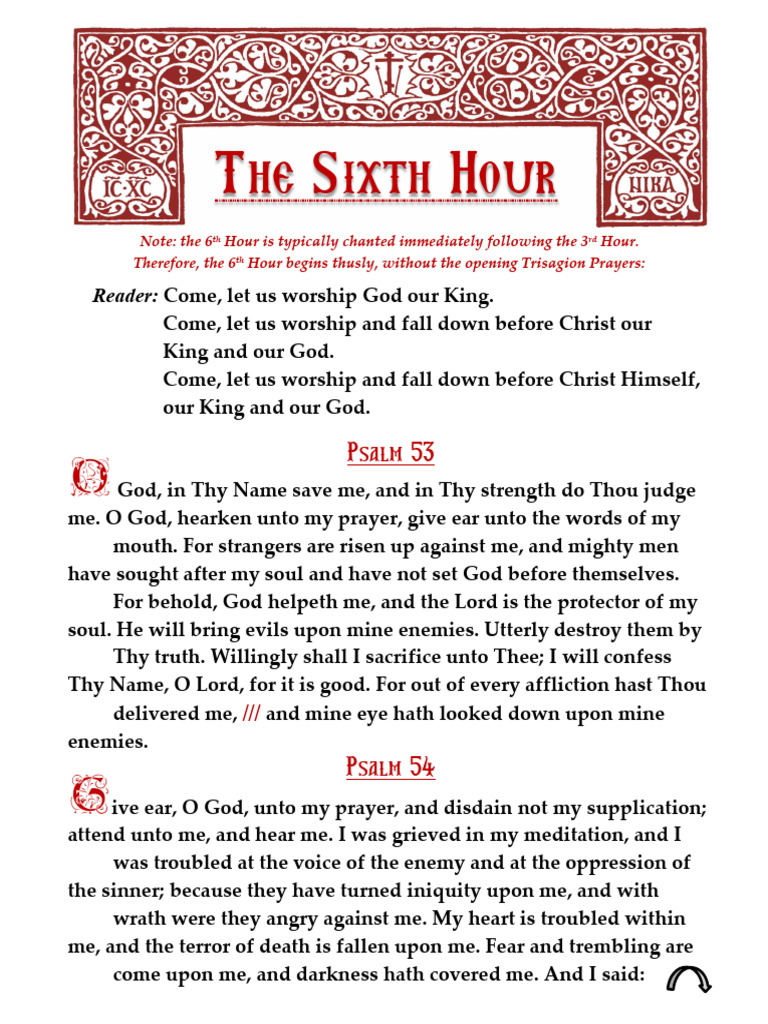 6th Hour Prayer and Psalms Guide | PDF | Lord's Prayer | Glory (Religion)