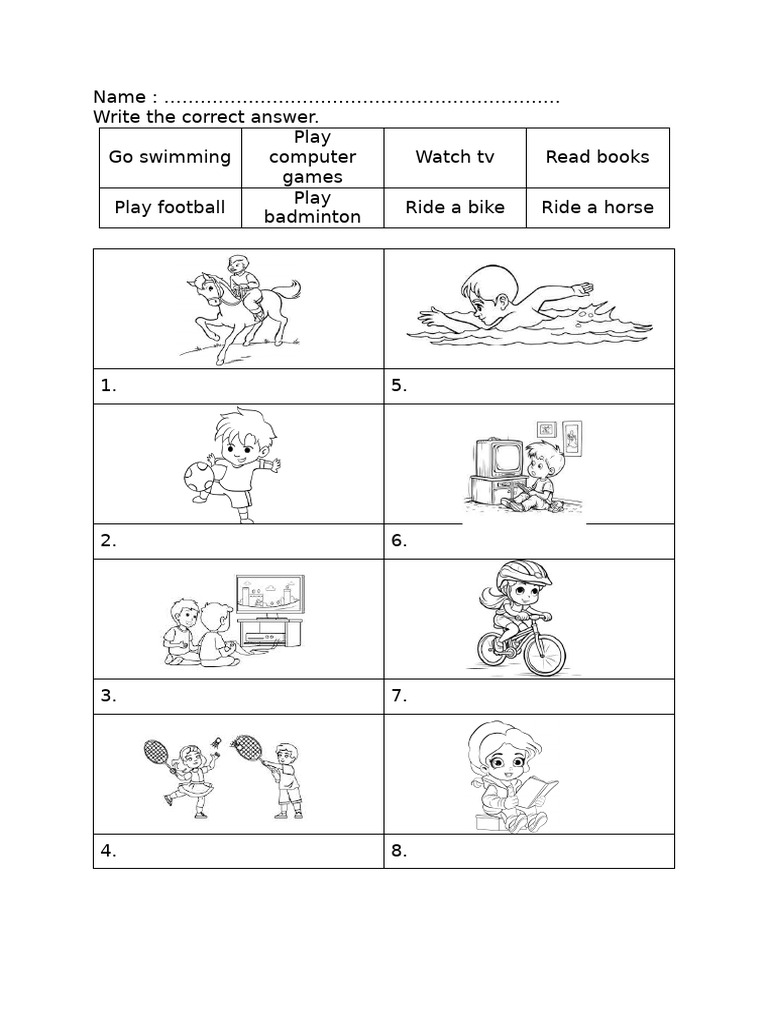Free Time Activities Year 2 | PDF