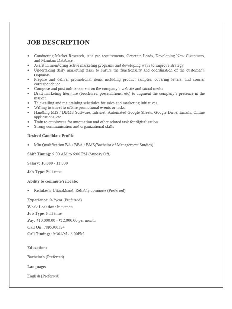 Job Description | PDF