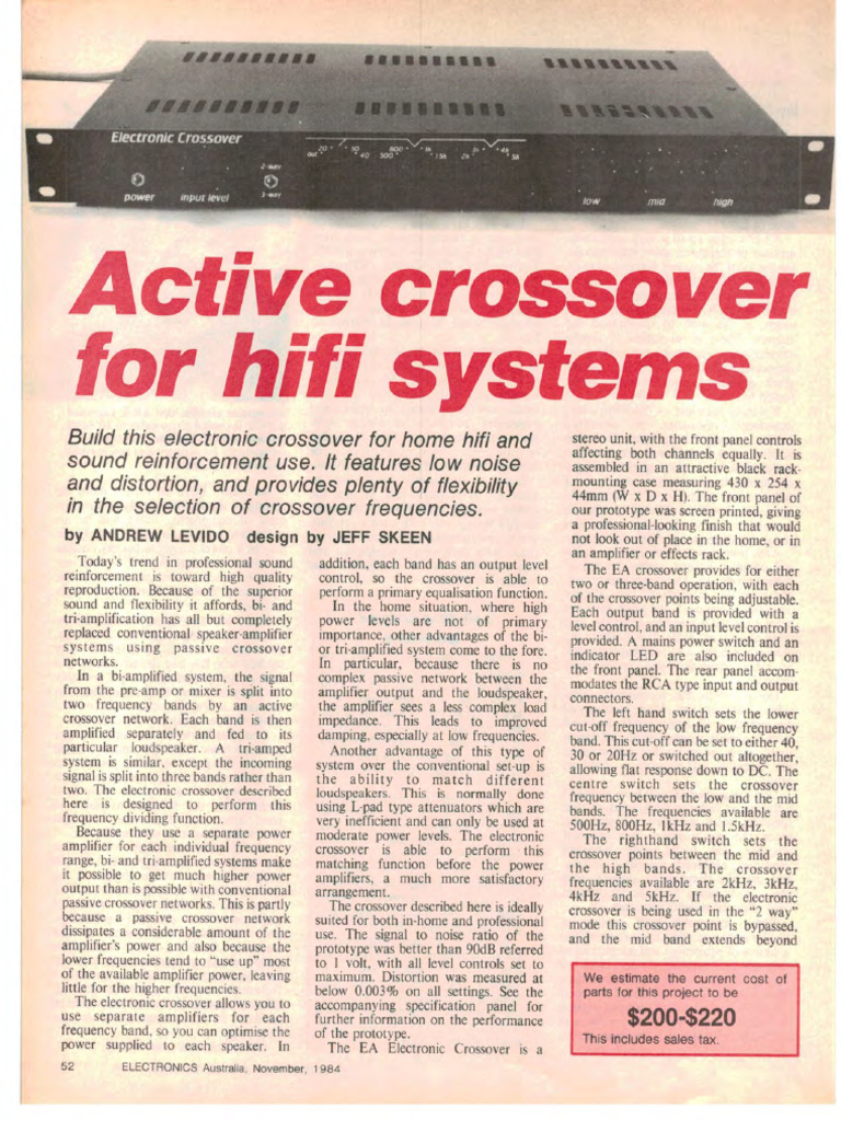 Active Crossover From Yesterdecades AUDIO CRAZE | PDF