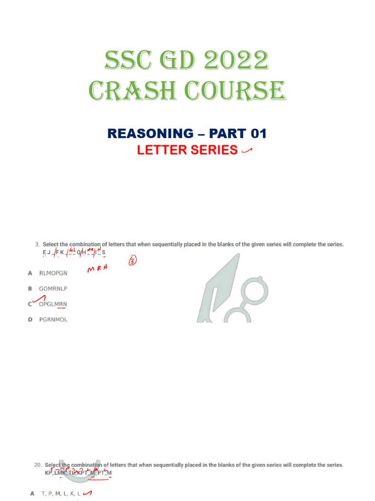SSC GD 2022 Reasoning Crash Course | PDF