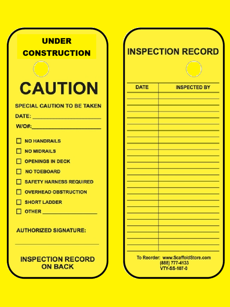 Scaff Tag Yellow | PDF