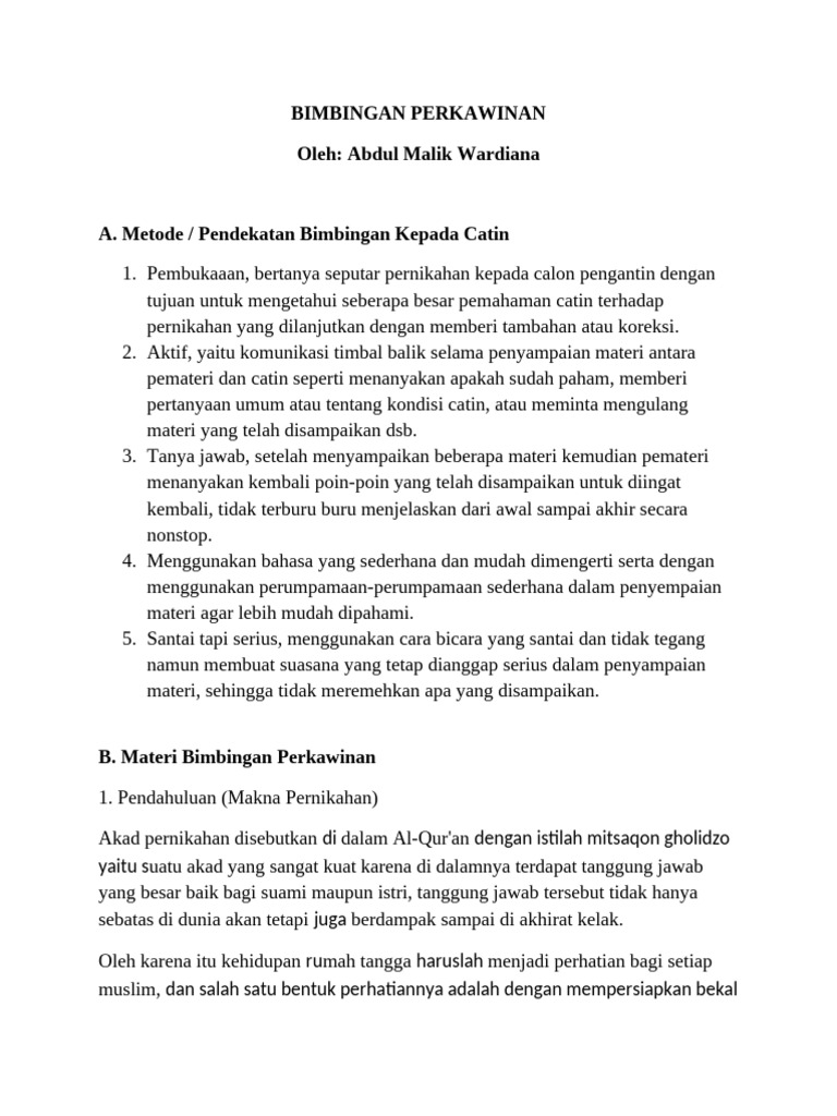 Bimbingan Pernikahan untuk Catin | PDF