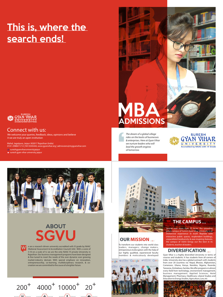 SGVU MBA Admissions Overview | PDF | Business | Economies