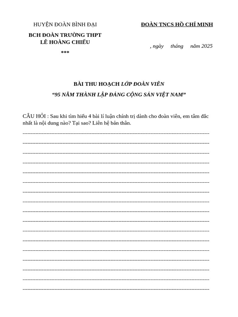 Bài Thu Ho CH L P Đoàn Viên 2025 | PDF