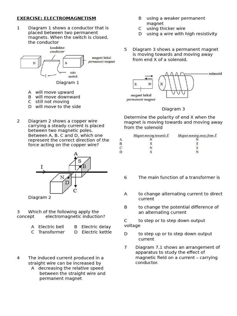 EXERCISE Electromagnetism 2024 | PDF | Electromagnetic Induction | Transformer