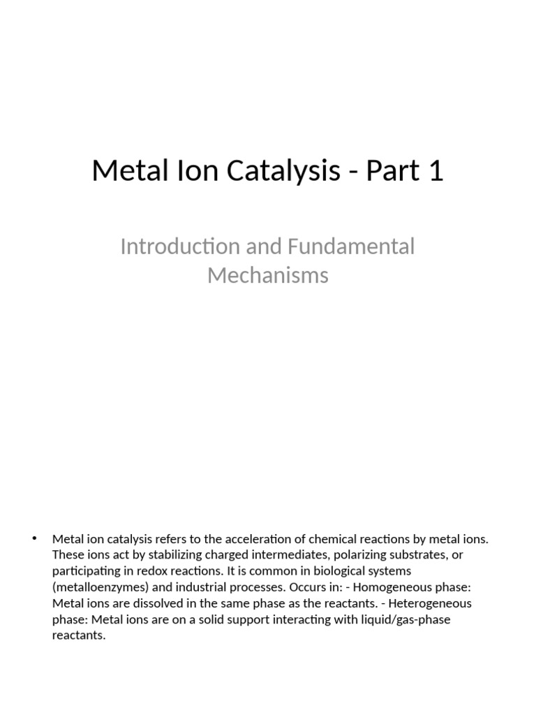 Metal_Ion_Catalysis_Detailed_Part1_Paragraph | PDF