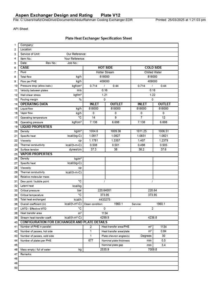 API Plate Heat Exchanger Specs | PDF | Heat Transfer | Liquids