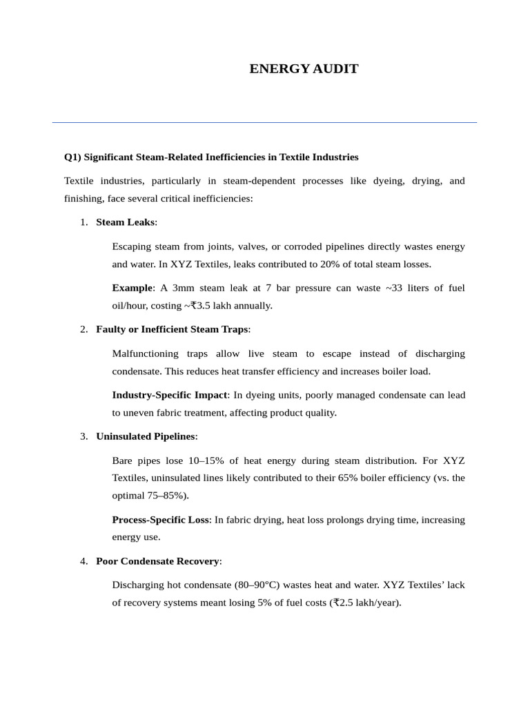 Energy Audit | PDF | Boiler | Steam