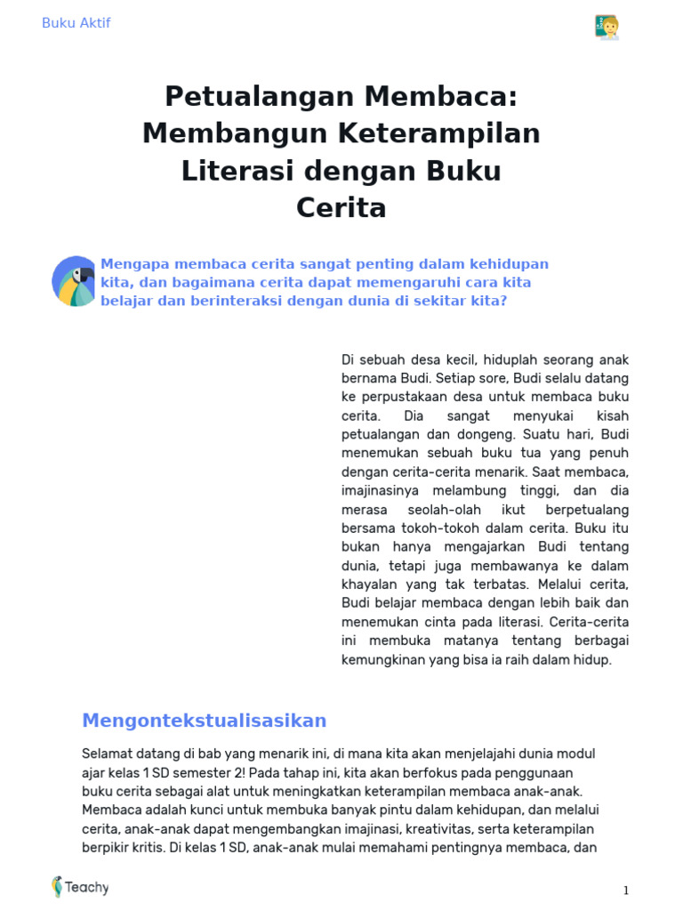 Modul Ajar Kelas 1 SD Semester 2 | PDF