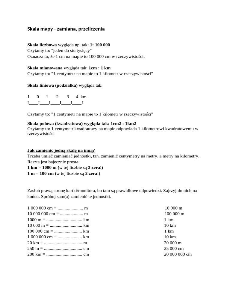 Skala Mapy - Przeliczanie 3 | PDF