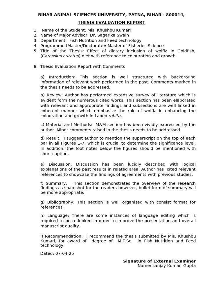 Thesis-Evaluation-Report BASU | PDF | Thesis