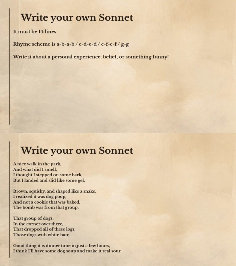 G7 Write Your Own Sonnet - Poetry | PDF