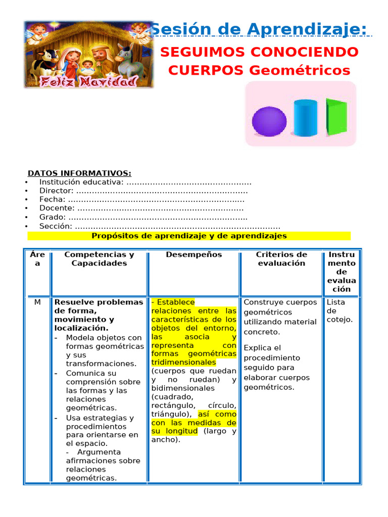 2° Sesión Día 2 Mat Seguimos Conociendo Cuerpos Geométricos | PDF ...