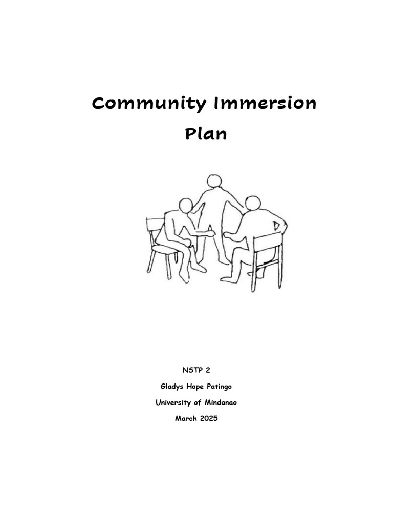 Community Immersion Plan | PDF | Community | Natural Environment