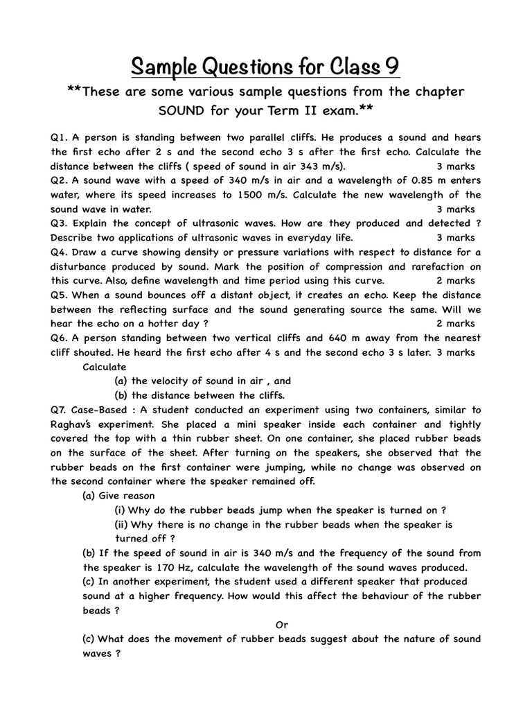 Sample Questions For Class 9: These Are Some Various Sample Questions ...