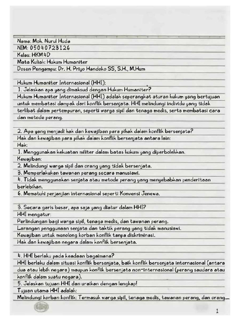 Hukum Humaniter Tulis Tangan | PDF