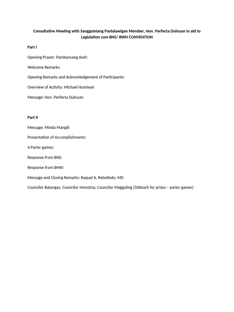 BNS BHW Convention | PDF